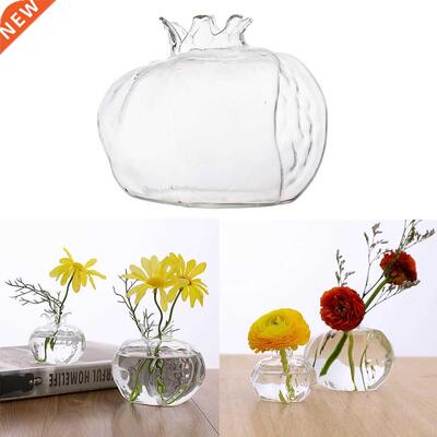 Small Clear Glass Bud Vase Pomegranate Shape Floral Vase for