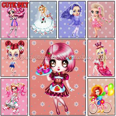 5D Round Drill Crt DIY Cartoon Girl Cute Diond Painting