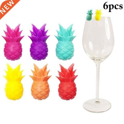 6pcs Silicone Red Wine Glass Marker Creative Pineapple Marke