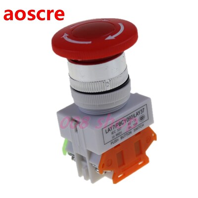 1Pcs Stop Switch Push Button Mushroom PushButton NO+NC 660V