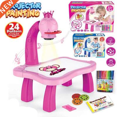Kids Led Projector Drawing Table Toy Set Art Painting Board