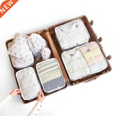 8 Pcs Set Packing Cube Bag Travel Kit Organizer Clothes Mesh