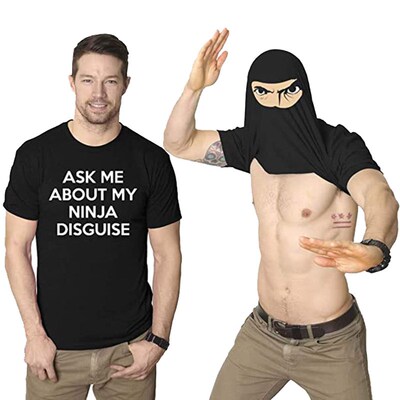XS-5XL Mens Ask Me About My Ninja Disguise Flip T Shirt Funn