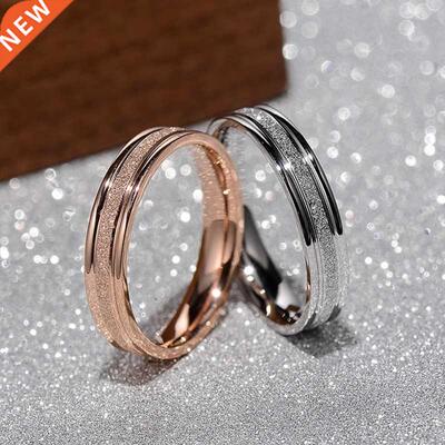 Rose Gold Stainless Steel Frosted Curved Large Size Ring Ste