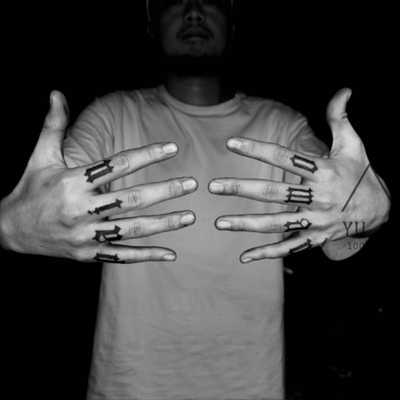 （一份两张）手指网红花体英文个性男女防水持久仿真刺青纹身贴