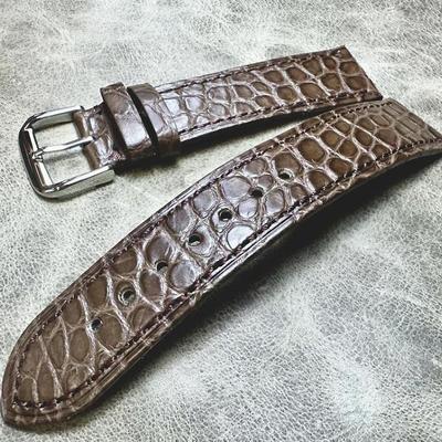真美洲鳄鱼皮薄款真皮表带中光