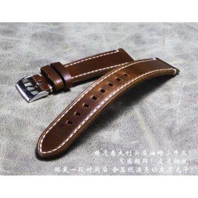 咖啡色油面头层牛皮复折快拆生耳表带18mm19mm20mm毫米手链男表