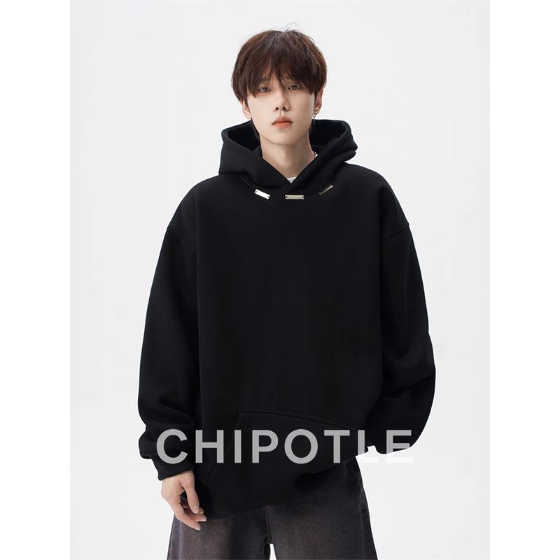 韩国CHIPOTLE美式重磅休闲连帽卫衣男2025秋季痞帅情侣款加厚外套