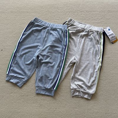 110-130码 专G夏季男童儿童炒薄绵软透气弹力拼条七分裤休闲裤子