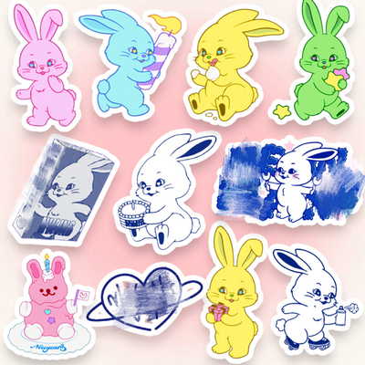 可爱韩国kpop女团NEWJEANS鲸同款兔子防水周边手机壳行李箱贴纸