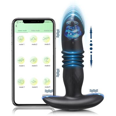Telescopic Vibrating Butt Plug Anal APP Vibrator Wireless