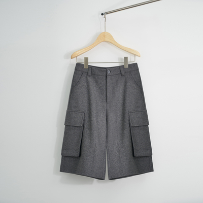 Bbfer本依凡女士冬季中款休闲裤阔腿工装裤大口袋七分裤0217