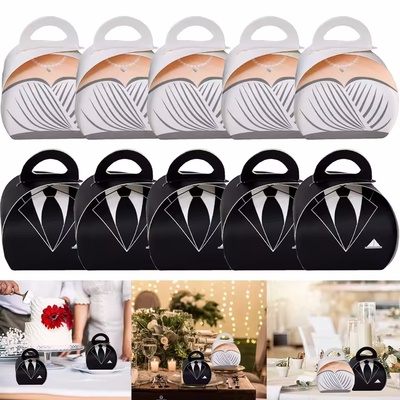 Bride Groom Wedding Boxes Mini Tuxedo Dress Gown Box White