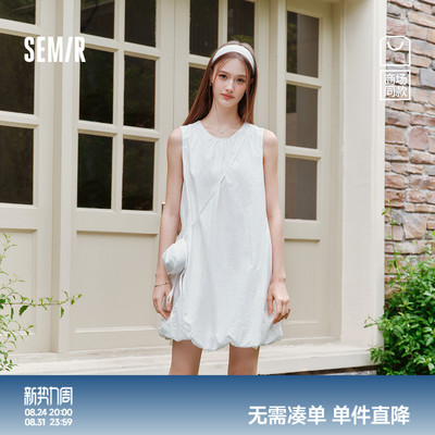 森马斜挎包肌理花苞背心连衣裙女
