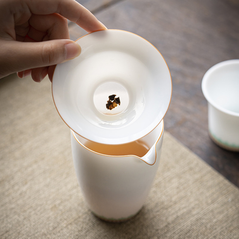 陶瓷茶漏茶滤单个滤茶器茶具零配白瓷茶隔茶水茶渣过滤器高密纱网