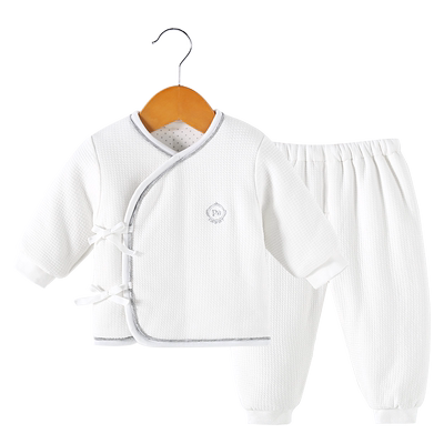 爬爬秋冬夹棉加厚绑带婴儿睡衣