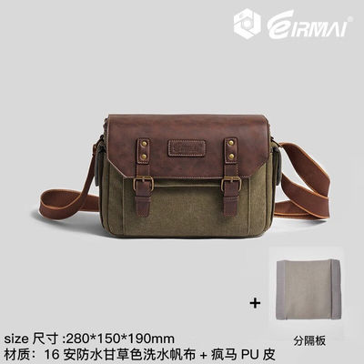 锐玛EIRMAI相机包单肩斜跨摄影包复古PU帆布单反数码相机包微单相