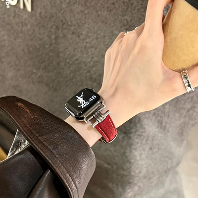 IAMYEE老钱丹宁蝴蝶扣表带适用于applewatch567S8S9S10代iwathS11