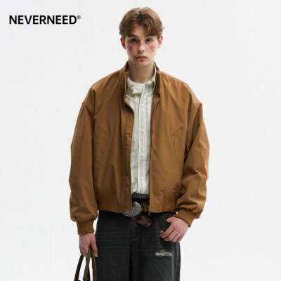NEVERNEED美式高街立领夹克男