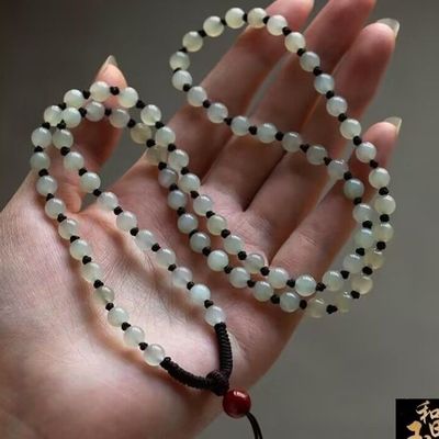 天然东陵玉玉石苹果珠手工编织吊坠挂绳和田青玉珠链项链绳百搭
