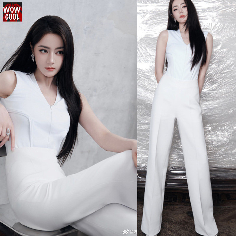 迪丽热巴同款白色西装裤高端2026春秋冬女装直筒阔腿长裤职业正装