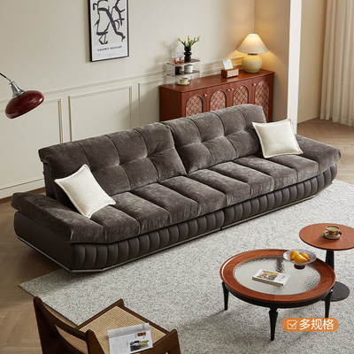 全友家居门店同款 复古风 23663 直排一字型绒布鹅毛皮布沙发