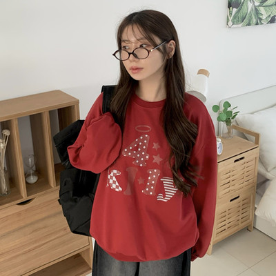 时尚起义波点64klly字母薄卫衣T