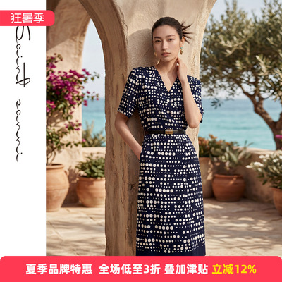 圣轩尼修身波点女士针织连衣裙