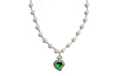 明星同款天然珍珠项链爱心带钻