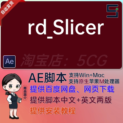 中文汉化AE脚本 rd_Slicer v2.0 图层切割为网格AE插件 RD Slicer