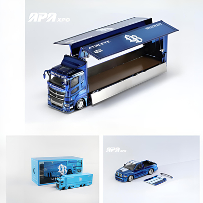 GCD货柜车模型1：64电镀蓝限定