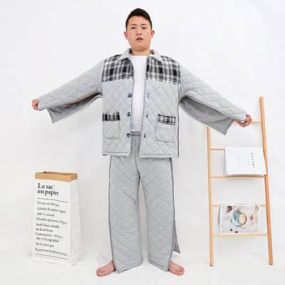 冬季夹棉加厚病号服易穿脱棉袄骨