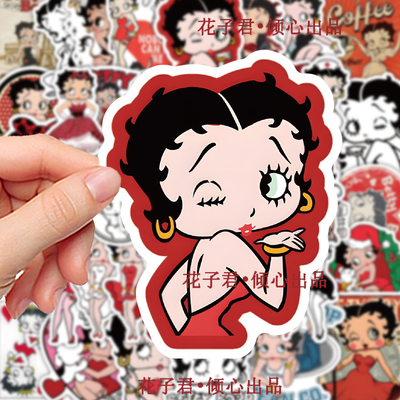 100张贝蒂娃娃BettyBoop贴纸个性创意卡通人物涂鸦diy手账贴画