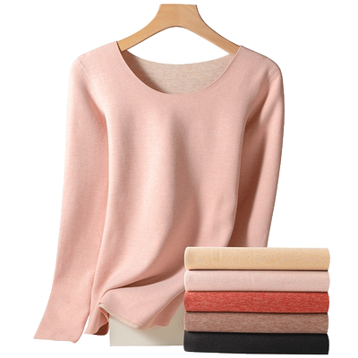 蚕丝德绒套装女加绒打底衫上衣