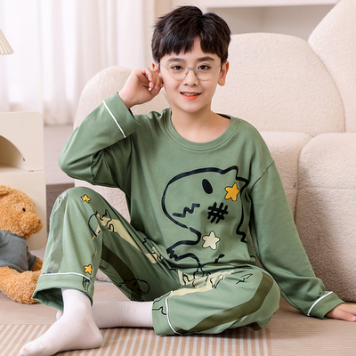 棉感睡衣儿童长袖家居服套装男童