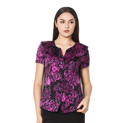 时尚桑蚕丝印花短外套小西服