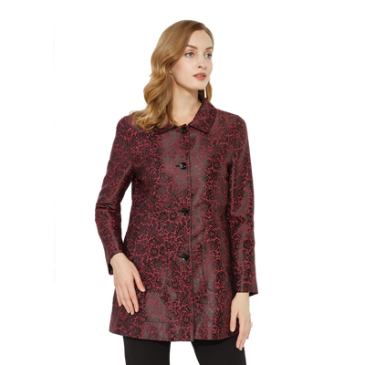 玫而美品牌提花修身风黑红外套