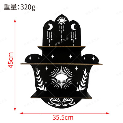 木制墙壁挂式水晶石支架展示架装饰木质悬挂哈姆萨手持收纳置物架