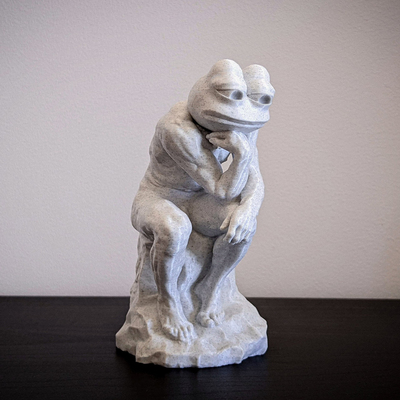 The Feeler Pepe Statue 佩佩青蛙思想家冥想雕像树脂工艺品摆件