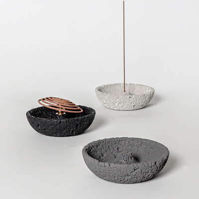 水泥跨境侘寂风线香托简约香炉家用室内现代插线香底座装饰品摆件