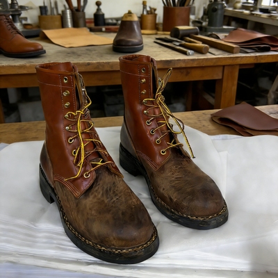 Visvimlaoliu25ss鞋王做旧9孔马臀皮锁骨纹工装靴