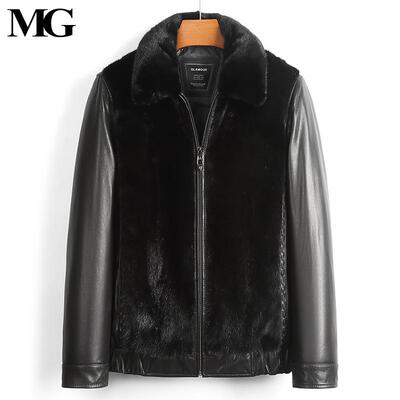 男士真皮皮衣水貂皮草短款夹克