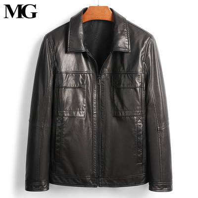 头层山羊皮美式休闲皮夹克