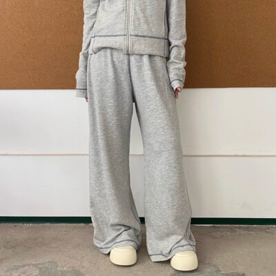 MQ｜MACQNF22830时尚百搭显瘦简约松紧腰直筒阔腿裤女