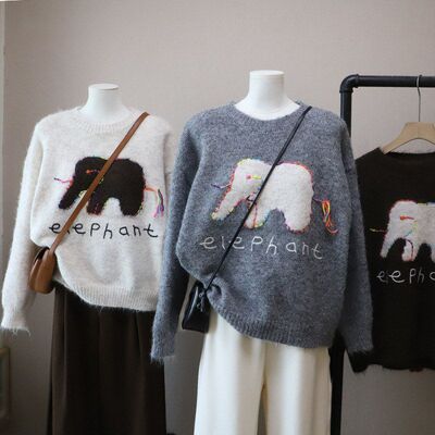 比正2025秋冬新款韩版圆领字母