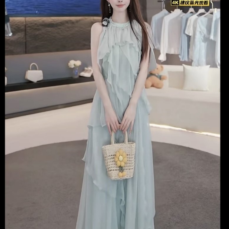 ANNELILY安一凡碧夏夏季新款温柔浪漫仙女风连衣裙AQ2605070