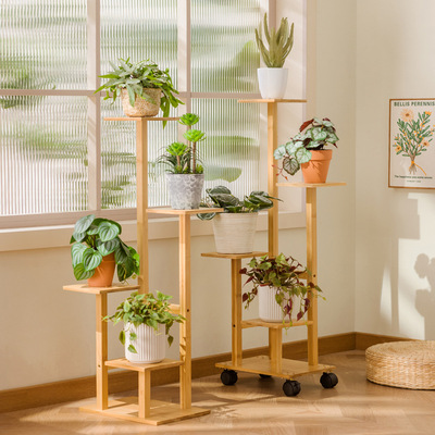 中式花架子客厅落地式置物架阳台实木摆件花台室内装饰多层a0182