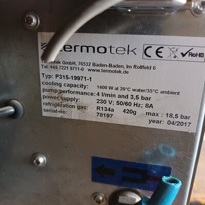 议价德国Termotek 冷水机P315 -19971-1成色如可维修