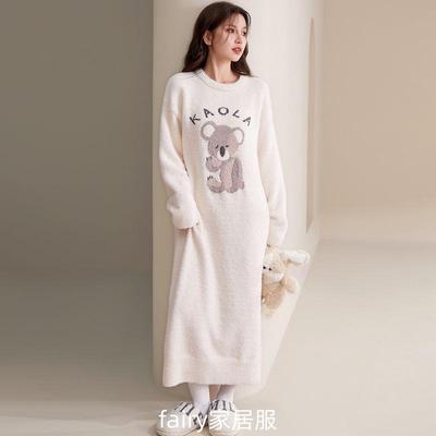 毛茸茸睡裙女保暖加厚睡衣
