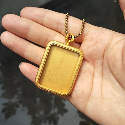 藏式镀金2.5＊3.5方形唐卡盒男女款个性项链空盒收纳盒擦擦平安符